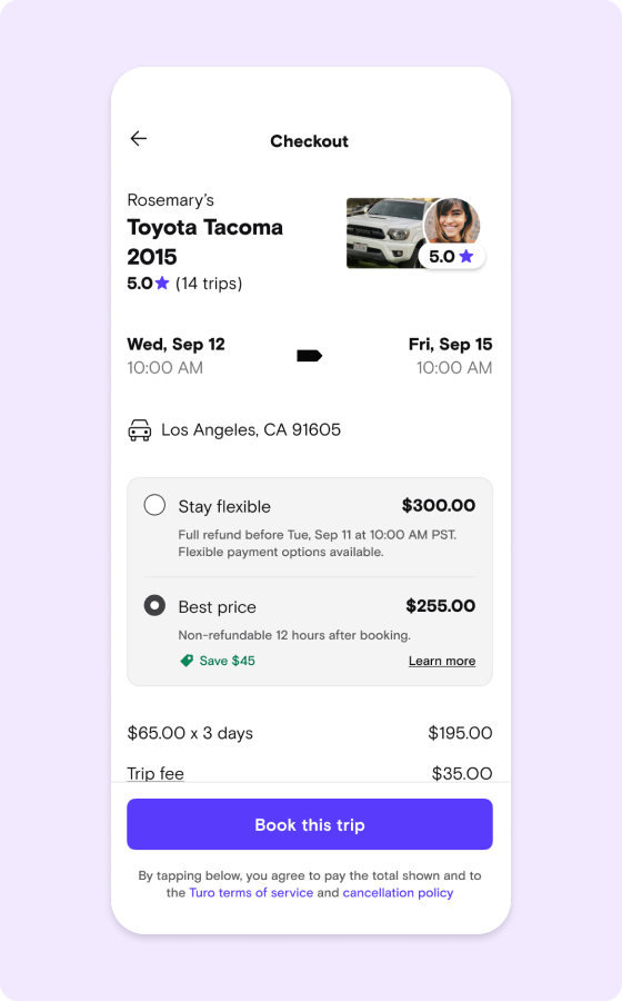 Offer non-refundable rates for more guaranteed earnings | Turo